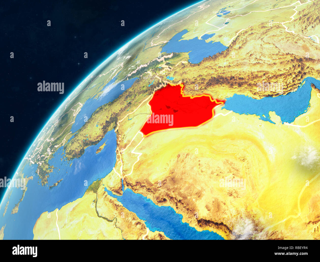 Iraq on realistic model of planet Earth with country borders and very ...