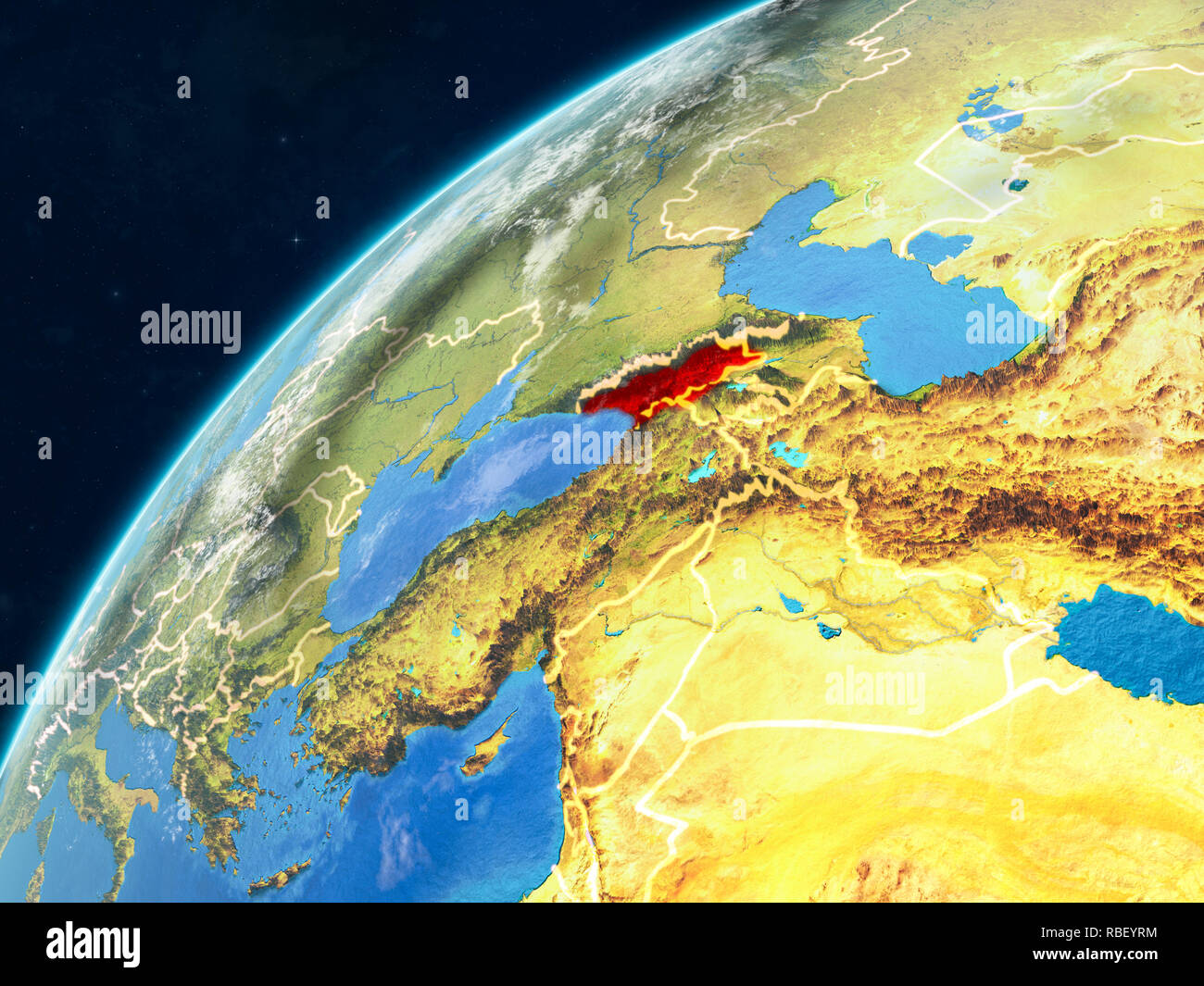 Georgia on realistic model of planet Earth with country borders and ...