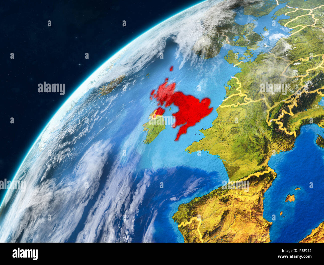 United Kingdom on realistic model of planet Earth with country borders ...