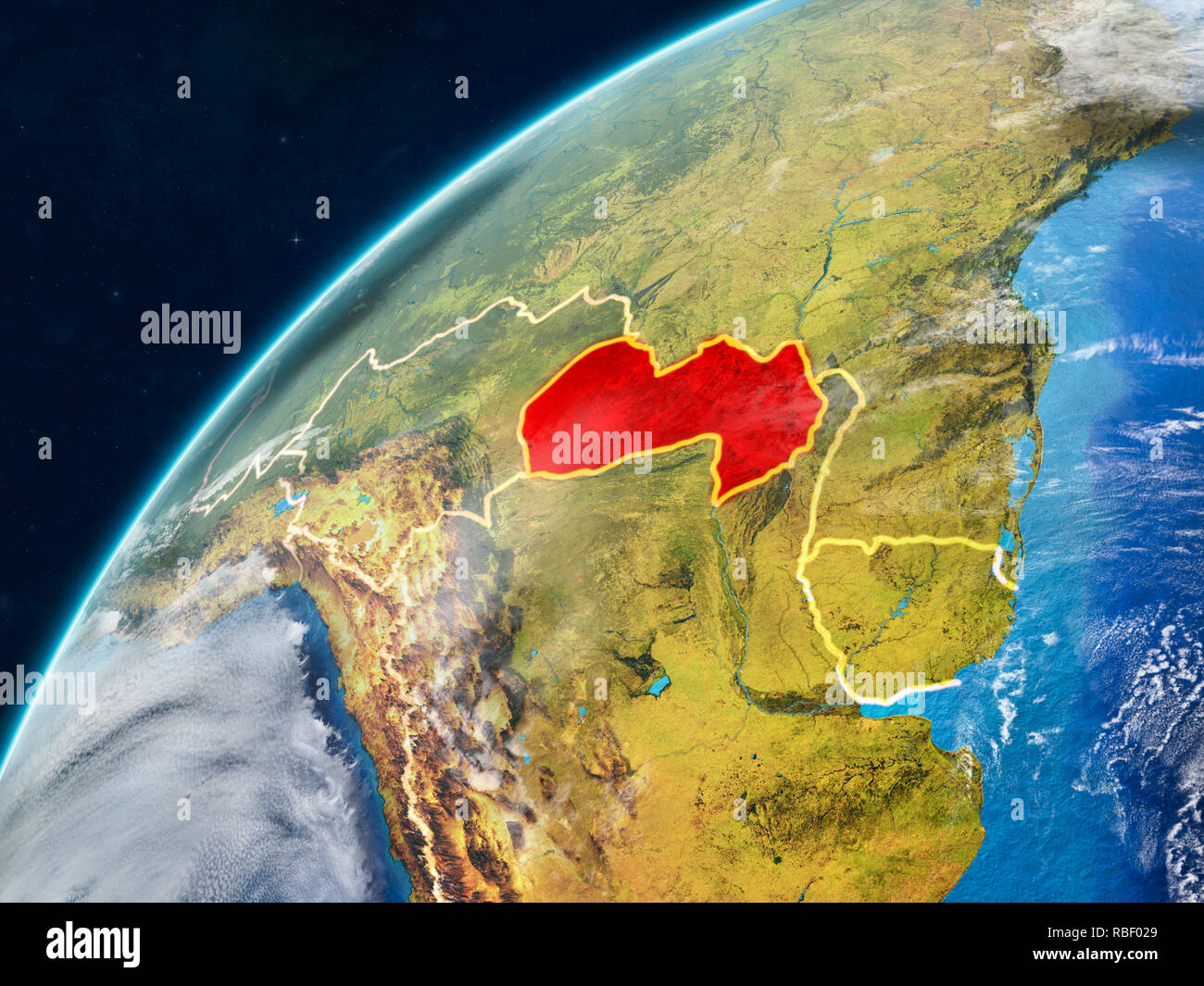 Paraguay on realistic model of planet Earth with country borders and ...