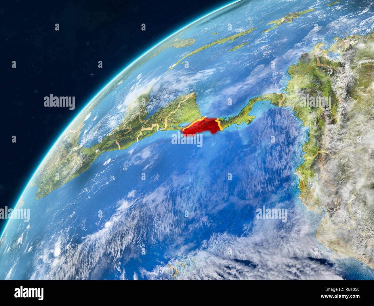 Costa Rica on realistic model of planet Earth with country borders and ...
