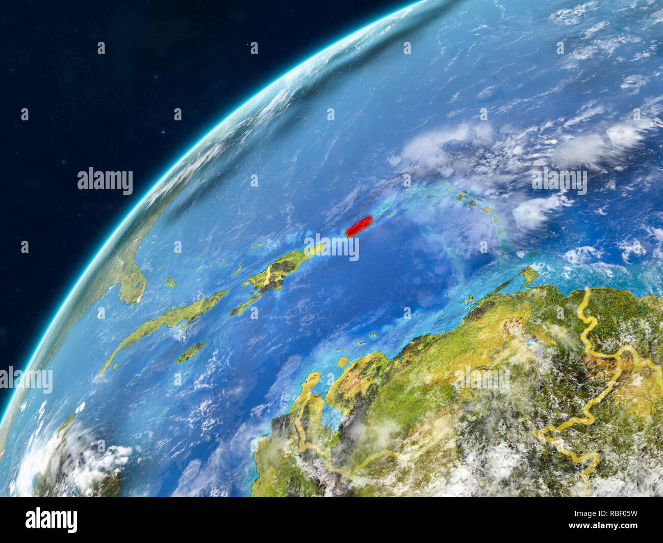 Puerto Rico on realistic model of planet Earth with country borders and ...