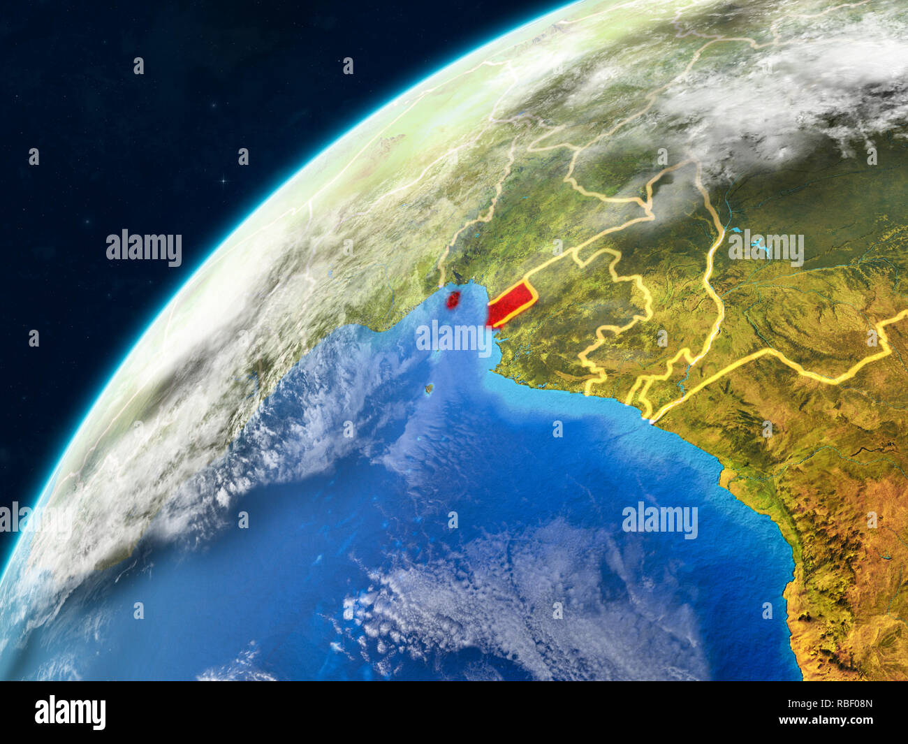 Equatorial Guinea on realistic model of planet Earth with country ...