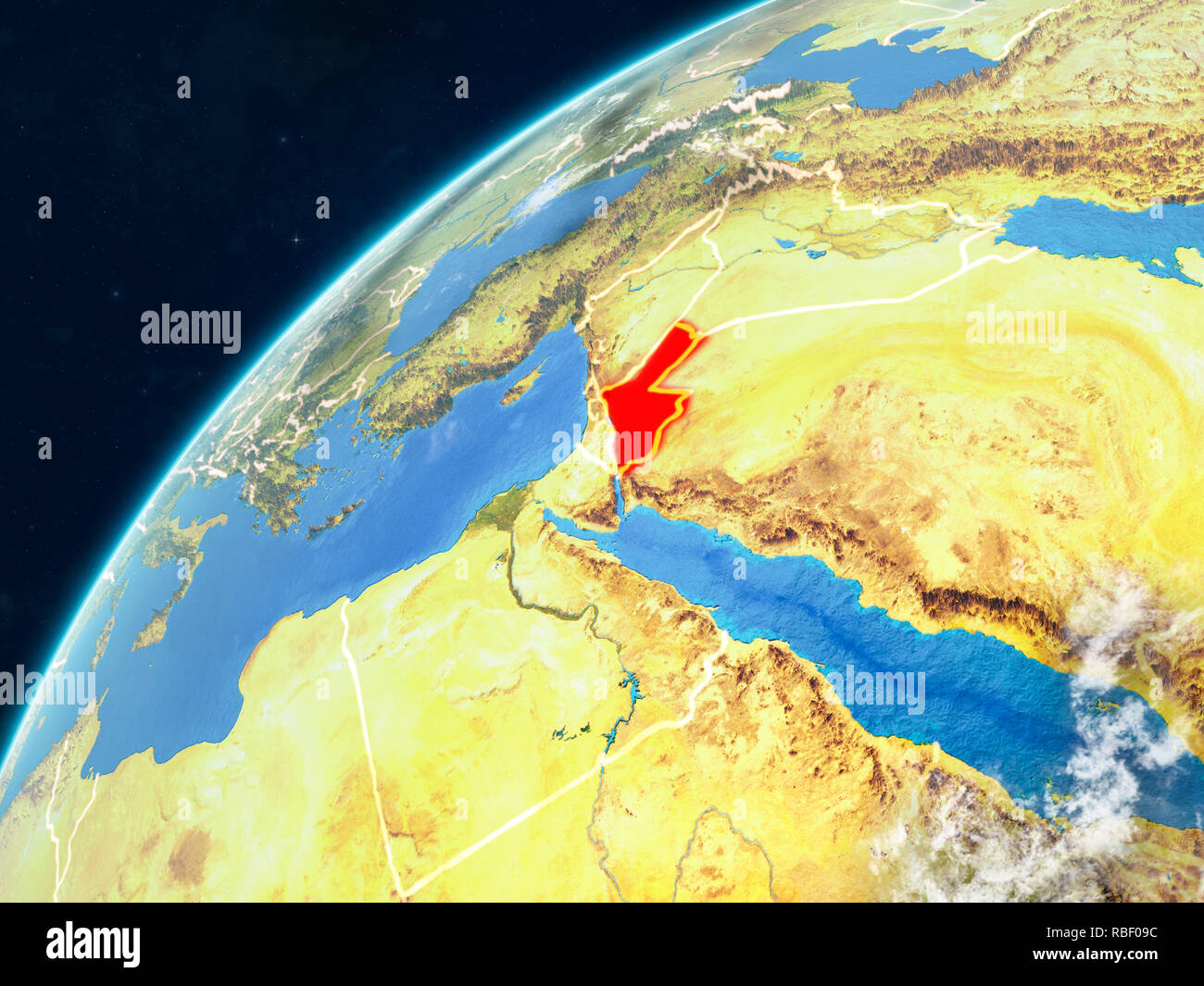 Jordan on realistic model of planet Earth with country borders and very ...