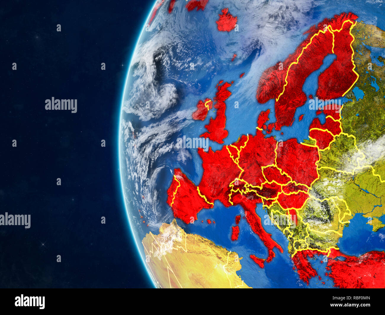 OECD European members from space on model of planet Earth with country ...