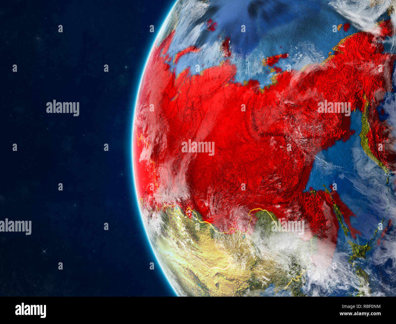 Former Soviet Union from space on model of planet Earth with country ...