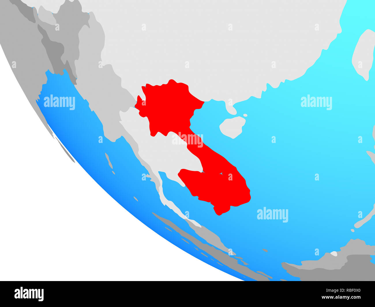 Indochina on simple globe. 3D illustration Stock Photo - Alamy