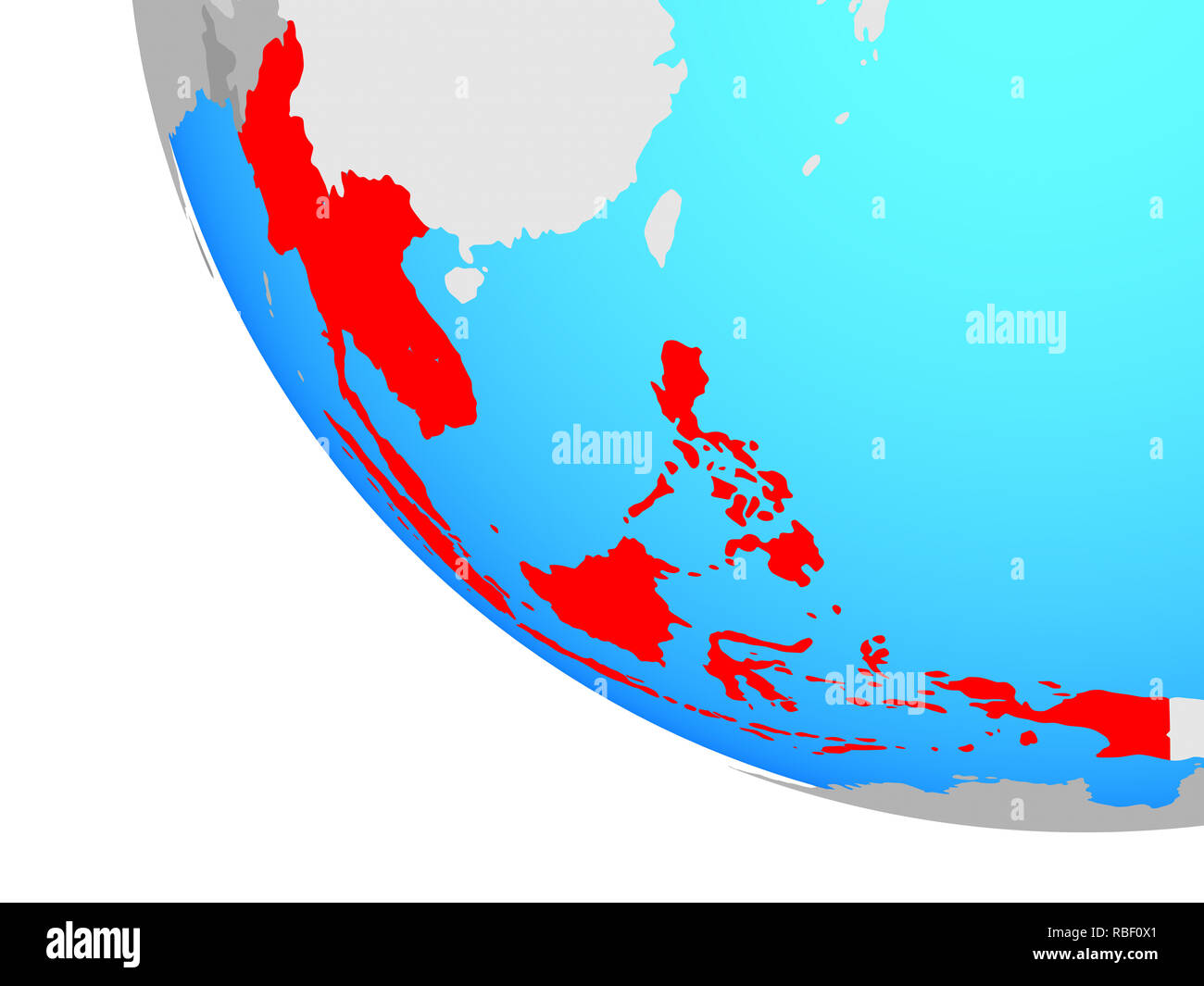 South East Asia on simple globe. 3D illustration Stock Photo - Alamy