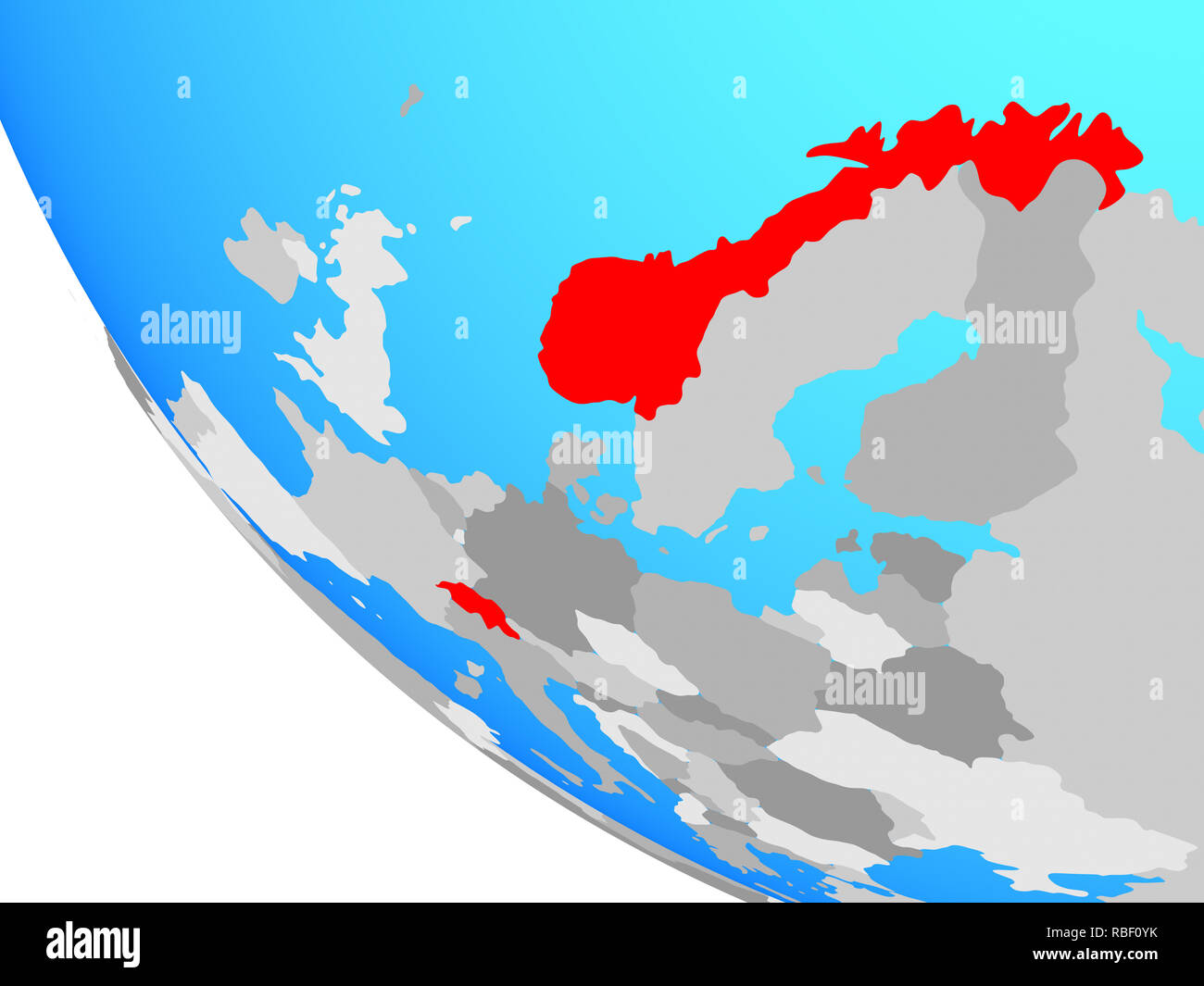 EFTA countries on simple globe. 3D illustration Stock Photo - Alamy