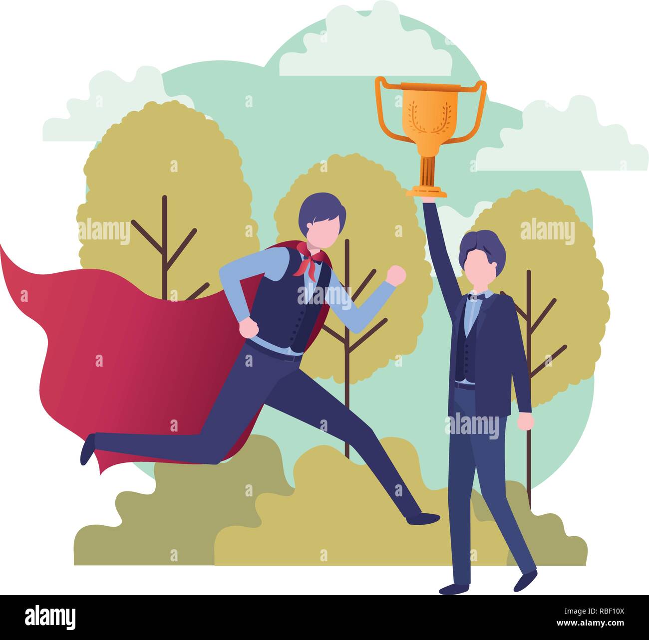 businessmen with hero coat and trophy Stock Vector Image & Art - Alamy