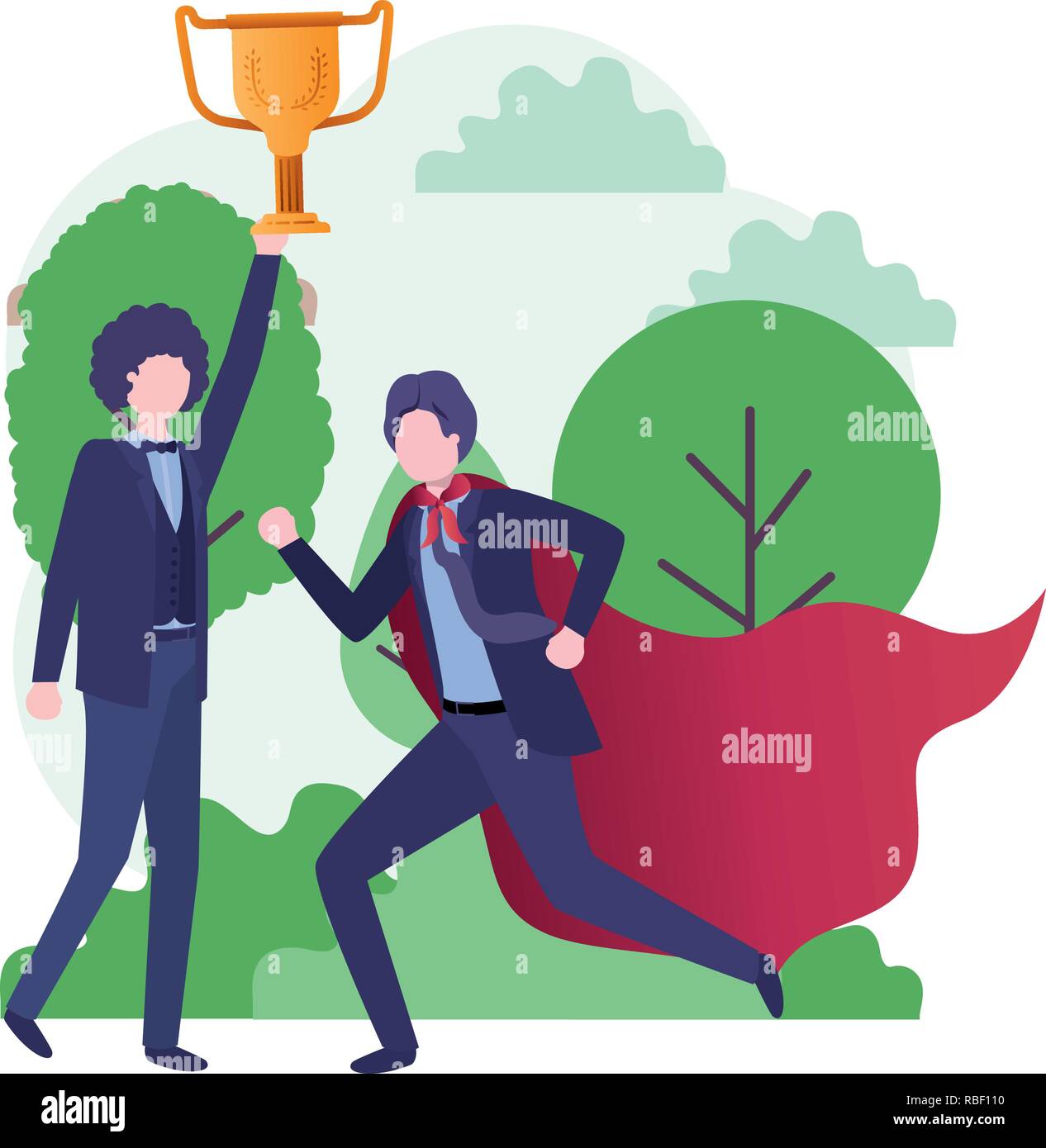 businessmen with hero coat and trophy Stock Vector Image & Art - Alamy