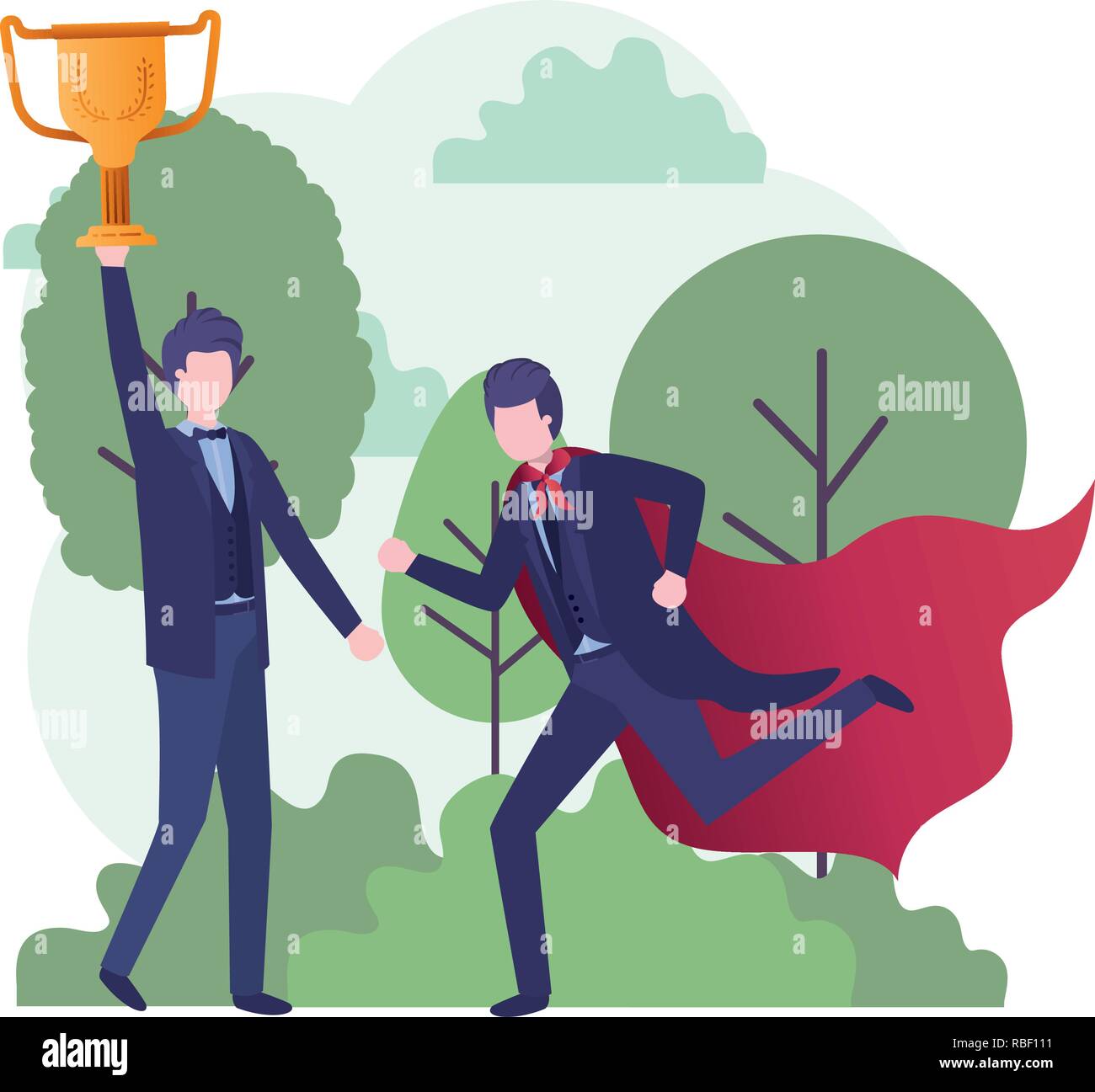 businessmen with hero coat and trophy Stock Vector Image & Art - Alamy