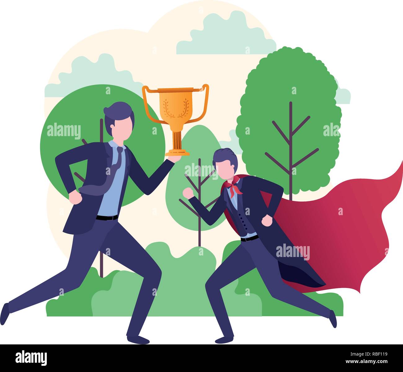 businessmen with hero coat and trophy Stock Vector Image & Art - Alamy