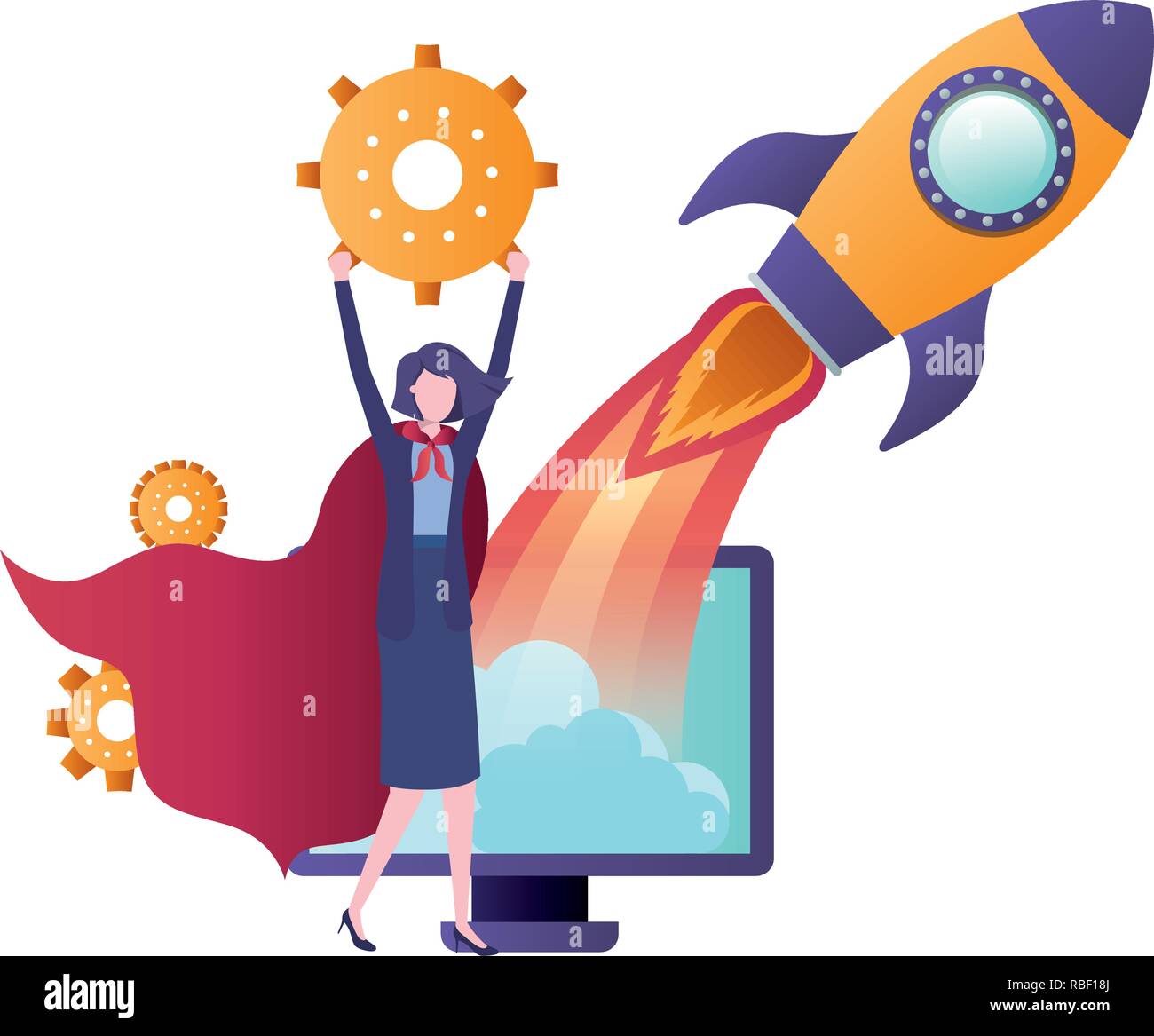 Cartoon illustration super computer hero hi-res stock photography and ...