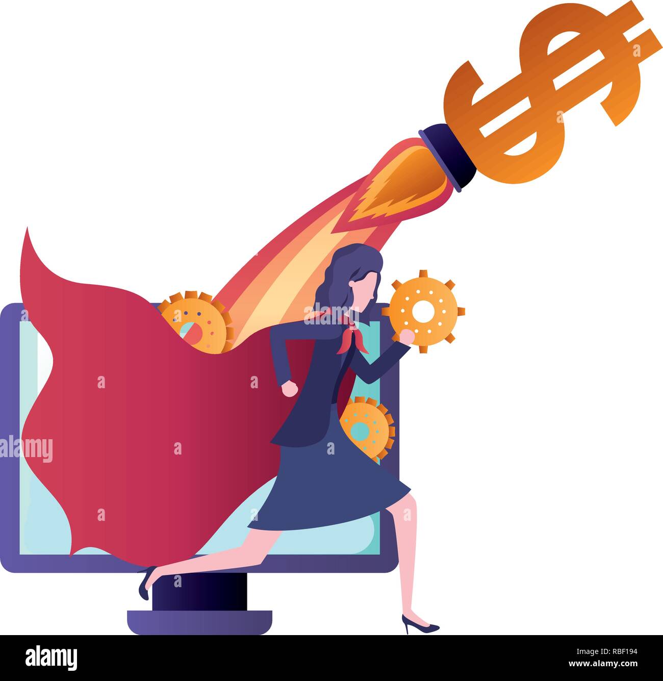 Cartoon illustration super computer hero Stock Vector Images - Alamy