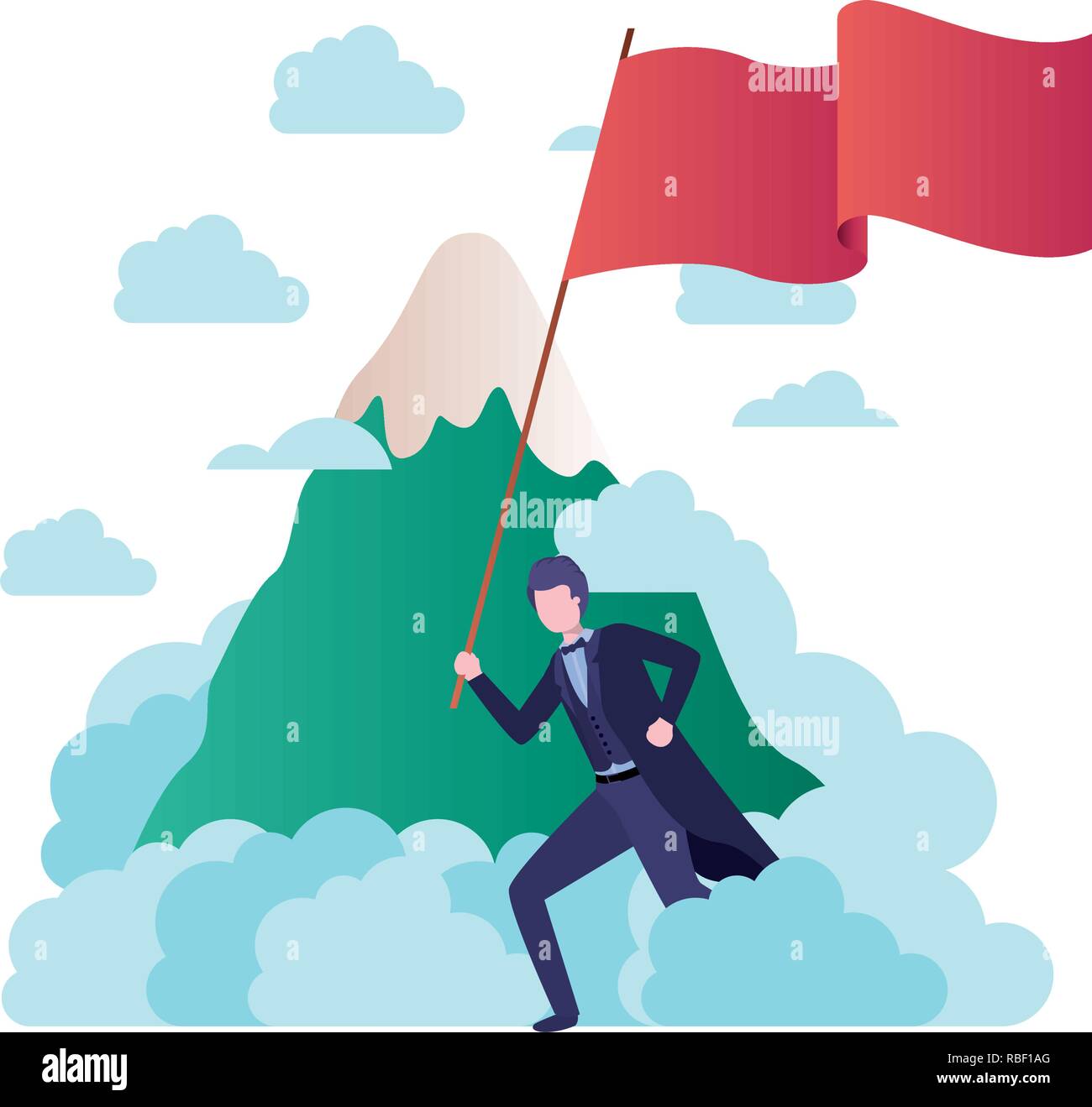 businessman running with flag and mountain Stock Vector Image & Art - Alamy