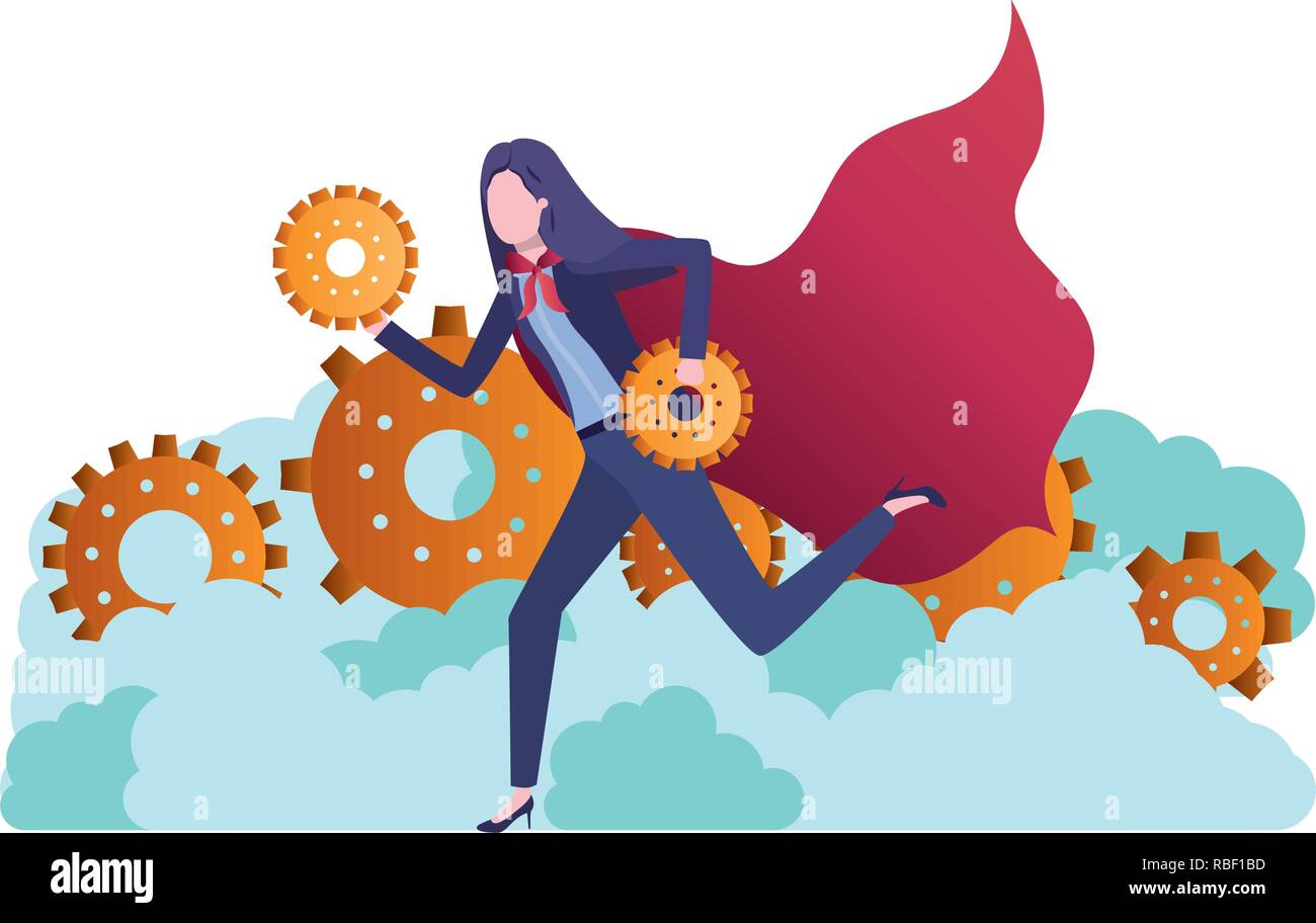 businesswoman with gear avatar character Stock Vector Image & Art - Alamy