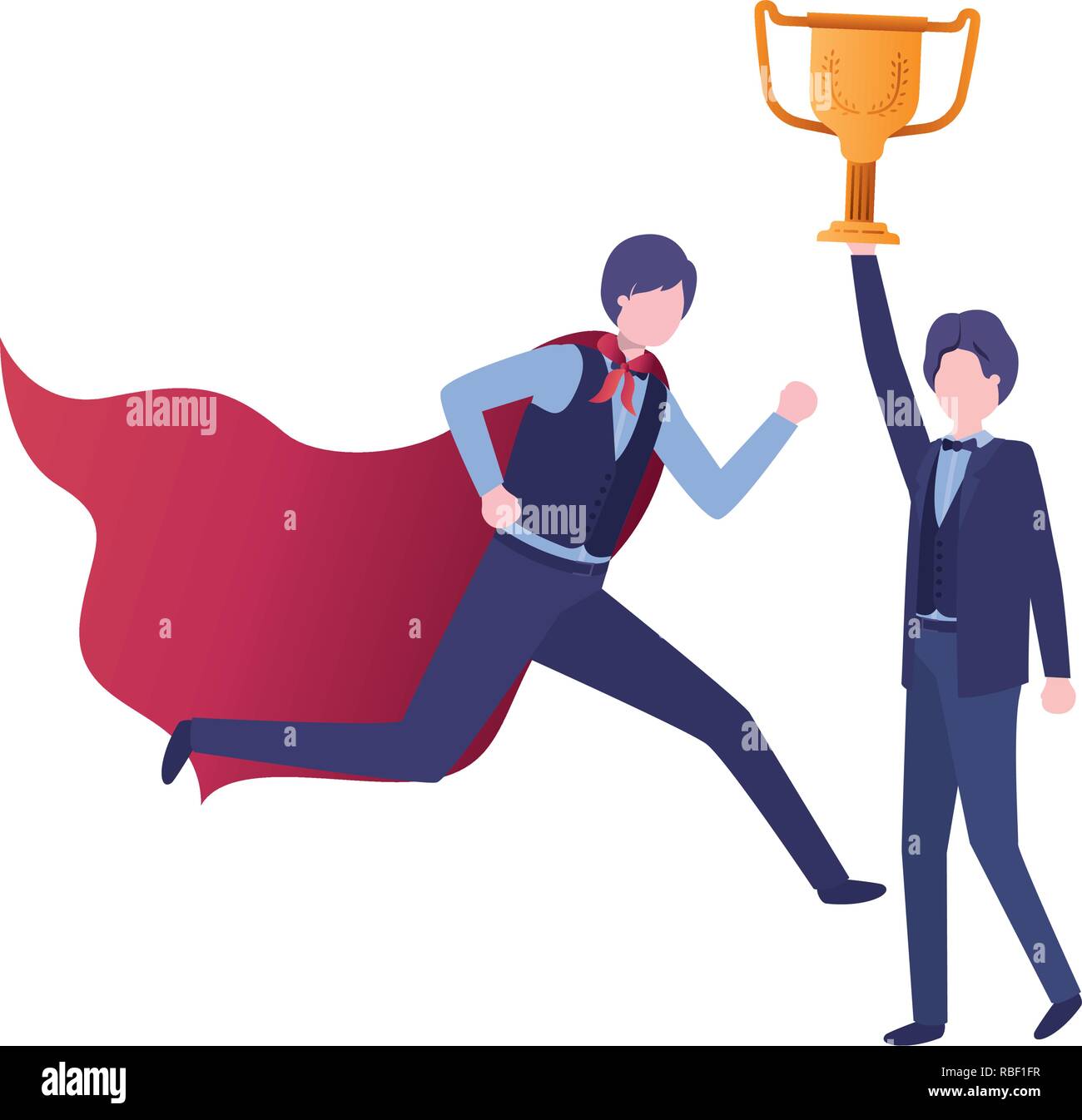 businessmen with hero coat and trophy Stock Vector Image & Art - Alamy