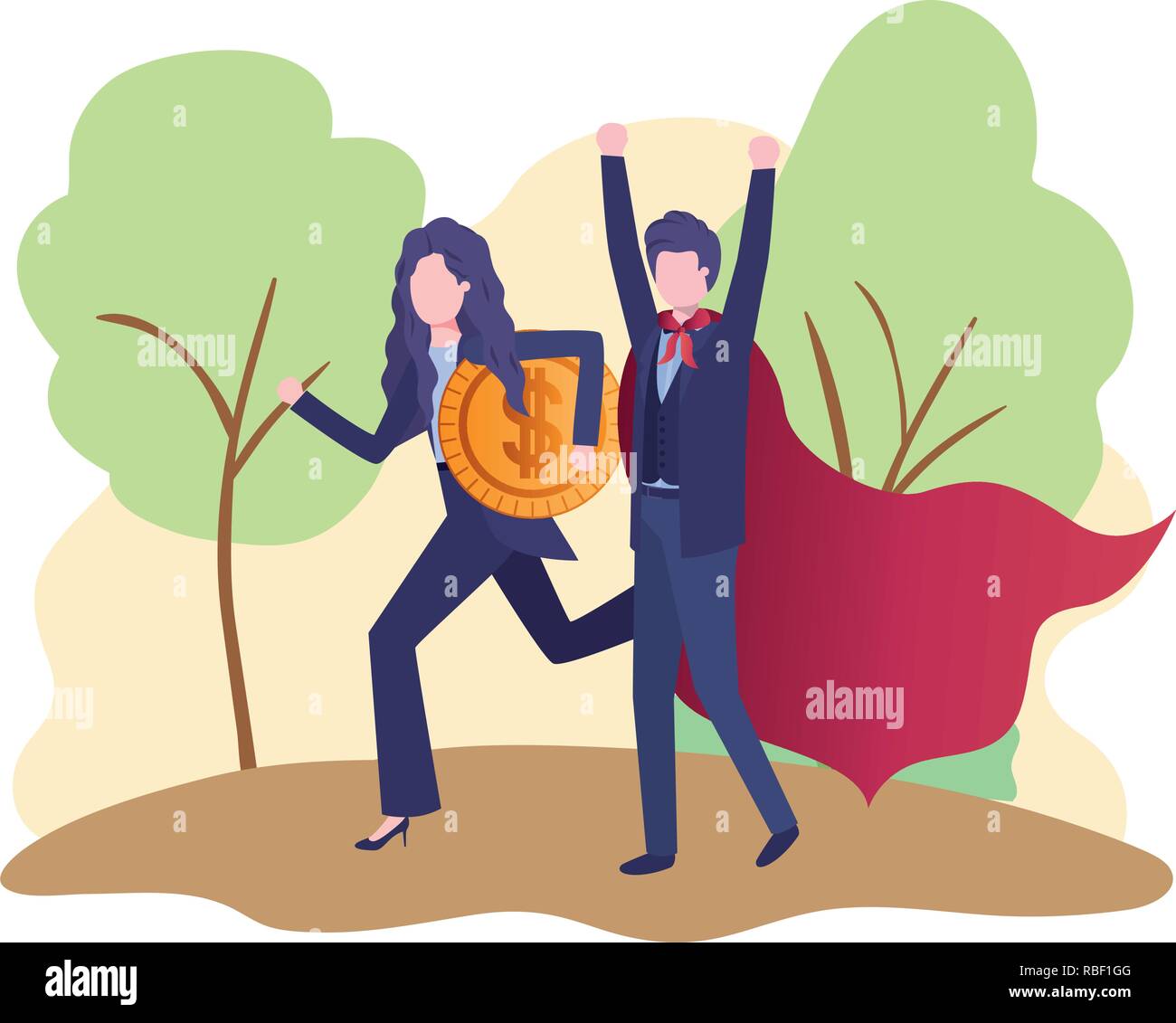 business couple with hero coat and currency Stock Vector Image & Art ...