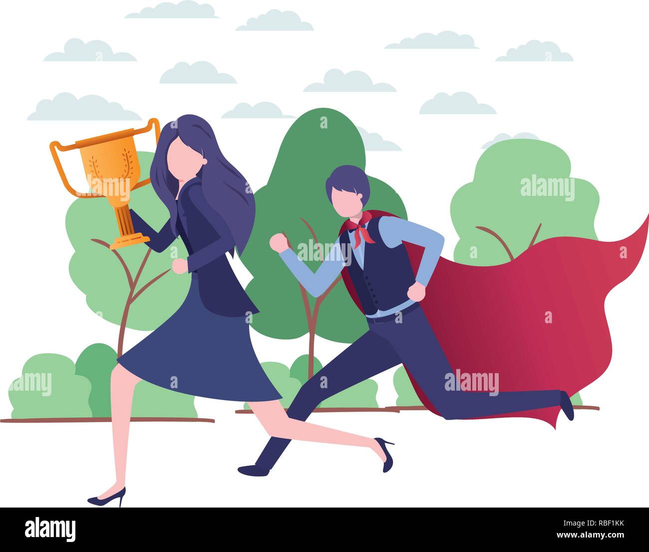 business couple with hero coat and trophy Stock Vector Image & Art - Alamy