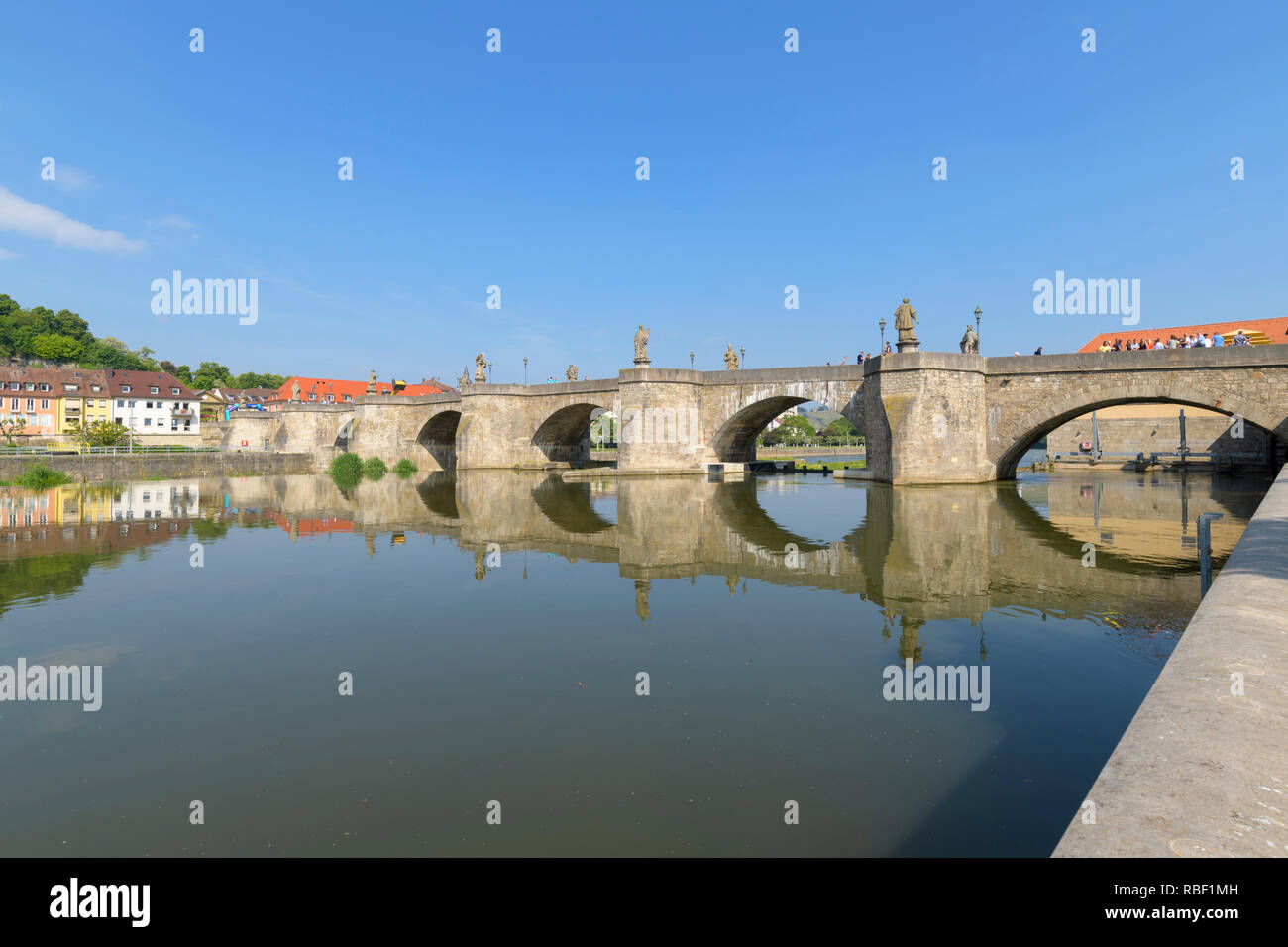 River Main with old Main bridge, Würzburg, Franconia, Bavaria, Germany ...