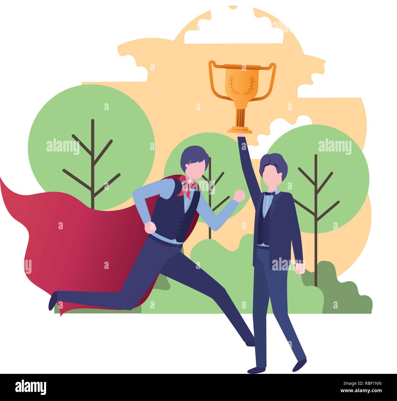 businessmen with hero coat and trophy Stock Vector Image & Art - Alamy