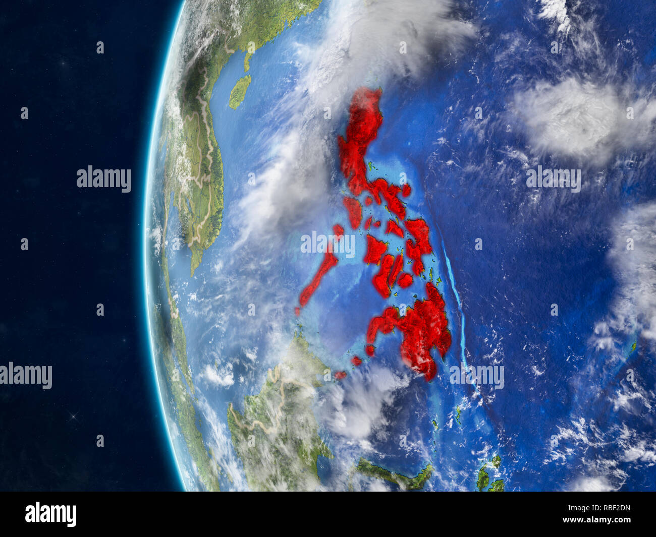 Philippines from space on model of planet Earth with country borders ...