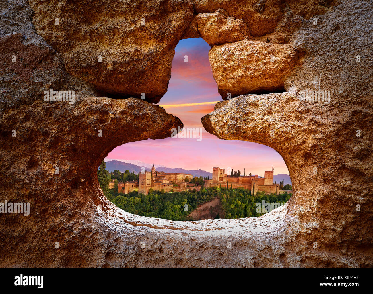 Alhambra window of Granada photo illustration Stock Photo - Alamy