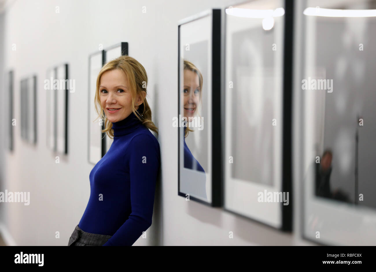 Rostock, Germany. 10th Jan, 2019. Actress Katja Flint is at a press ...