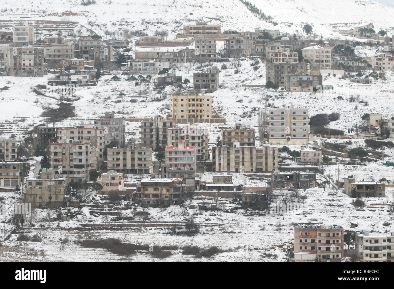 Beirut, Lebanon. 10th Jan, 2019. The Mountain areas and villages east ...