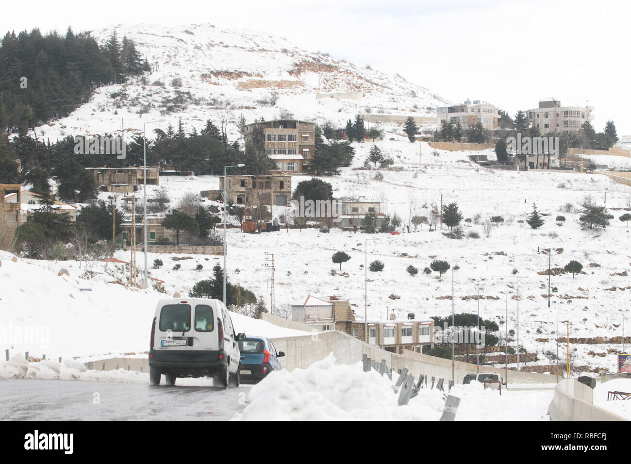 Beirut, Lebanon. 10th Jan, 2019. The Mountain areas and villages east ...