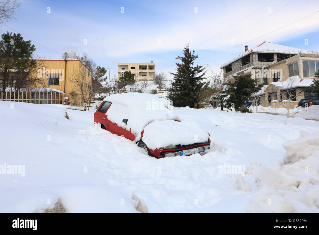 Beirut, Lebanon. 10th Jan, 2019. The Mountain areas and villages east ...