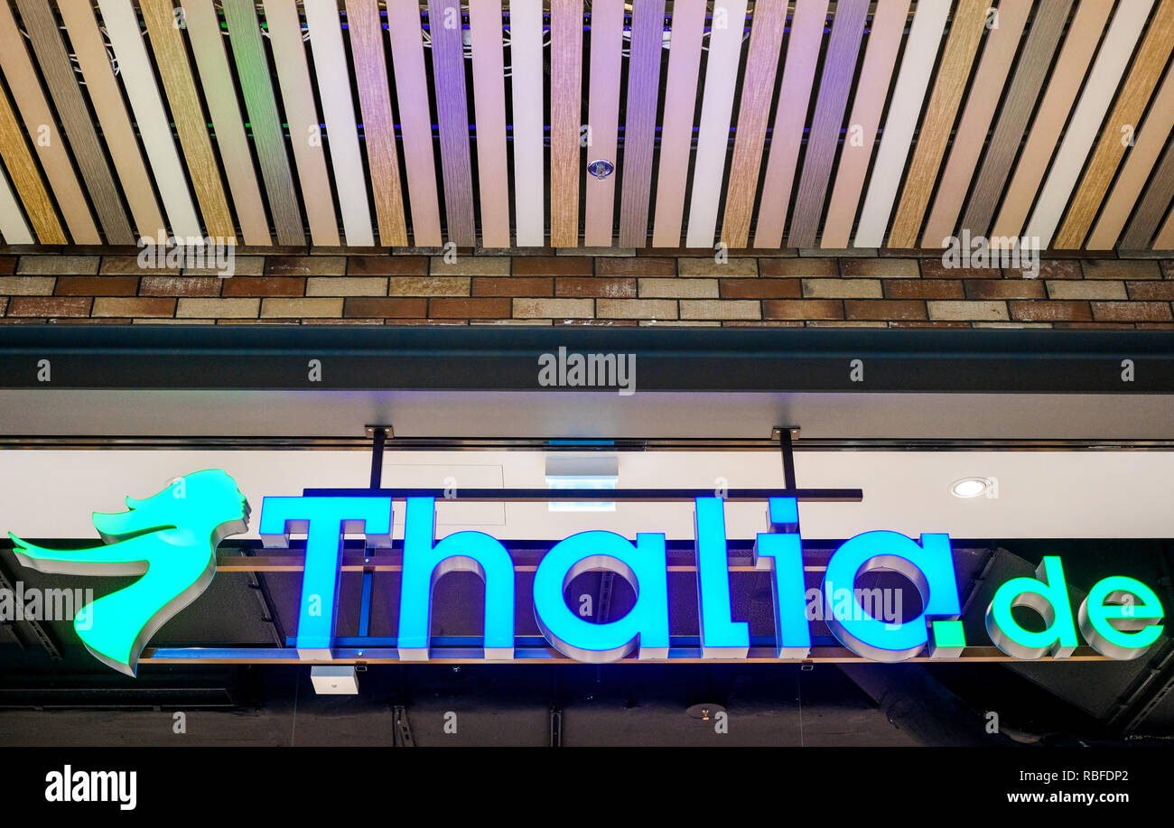 Berlin, Germany. 10th Jan, 2019. The Thalia logo above the entrance to ...