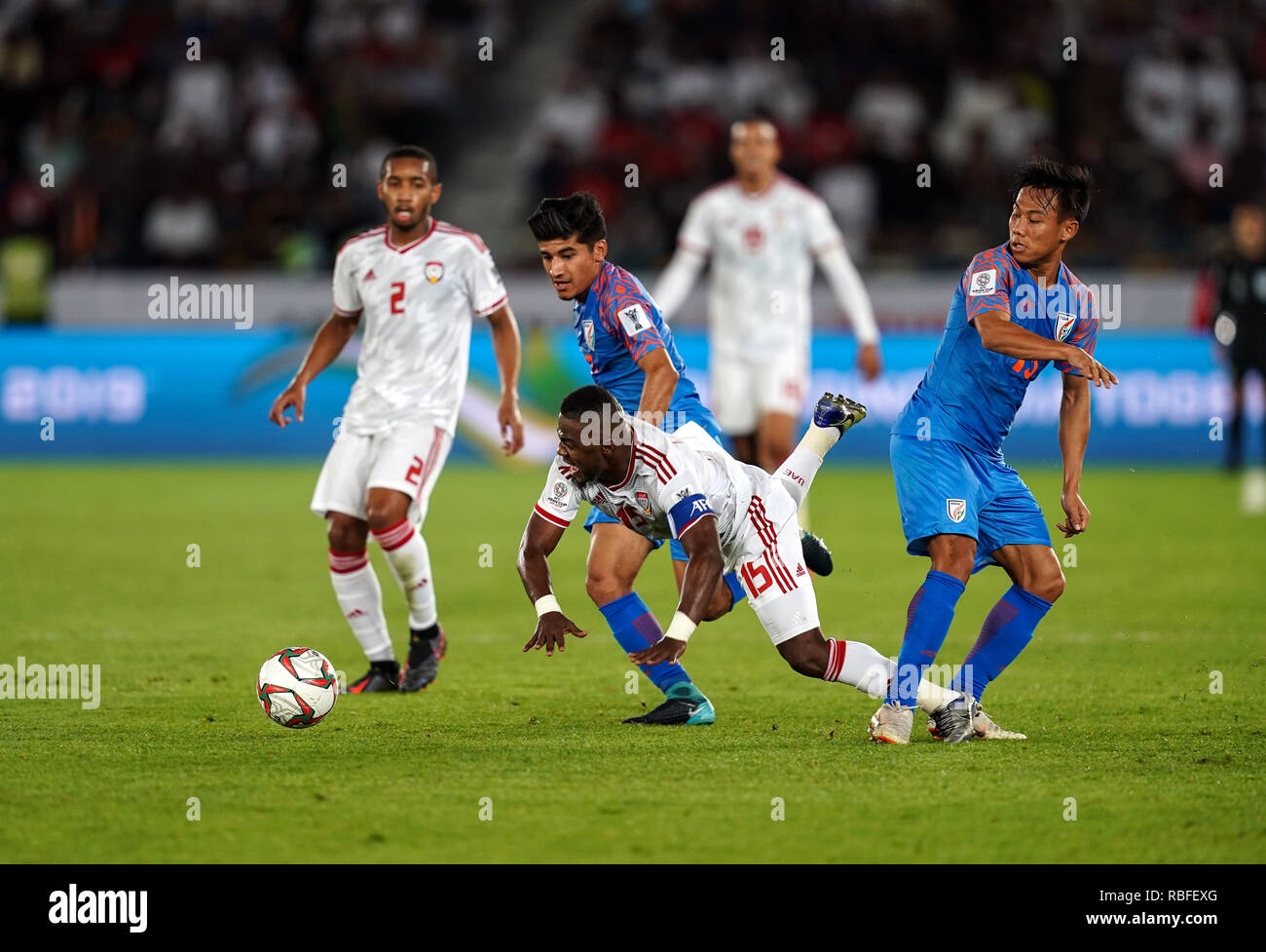 January 10, 2019 : Anirudh Thapa of Indiafouling Ismail Al Hammadi of ...