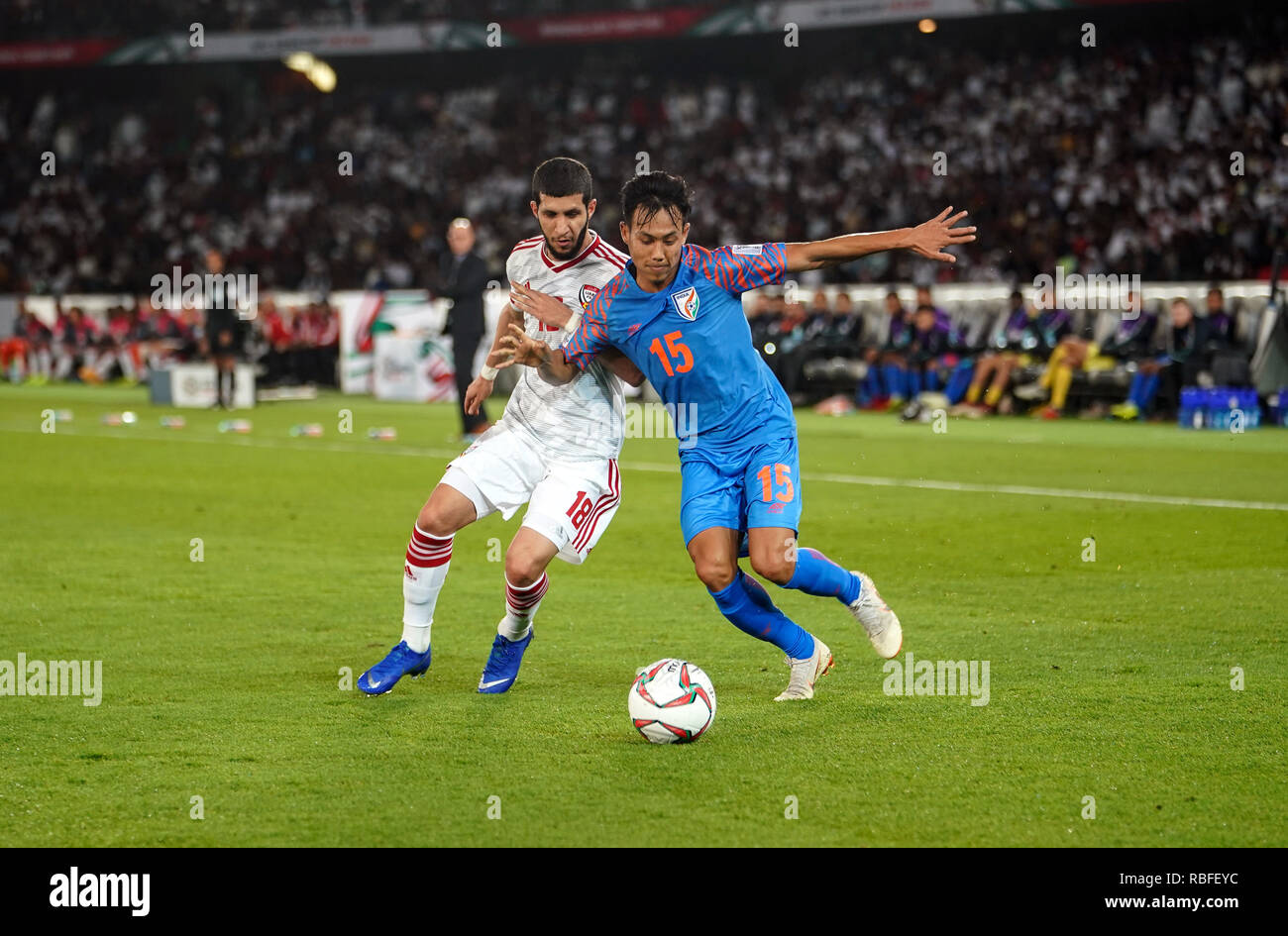 January 10, 2019 : Ismail Al Hammadi of United Arab Emiratestackling Al ...