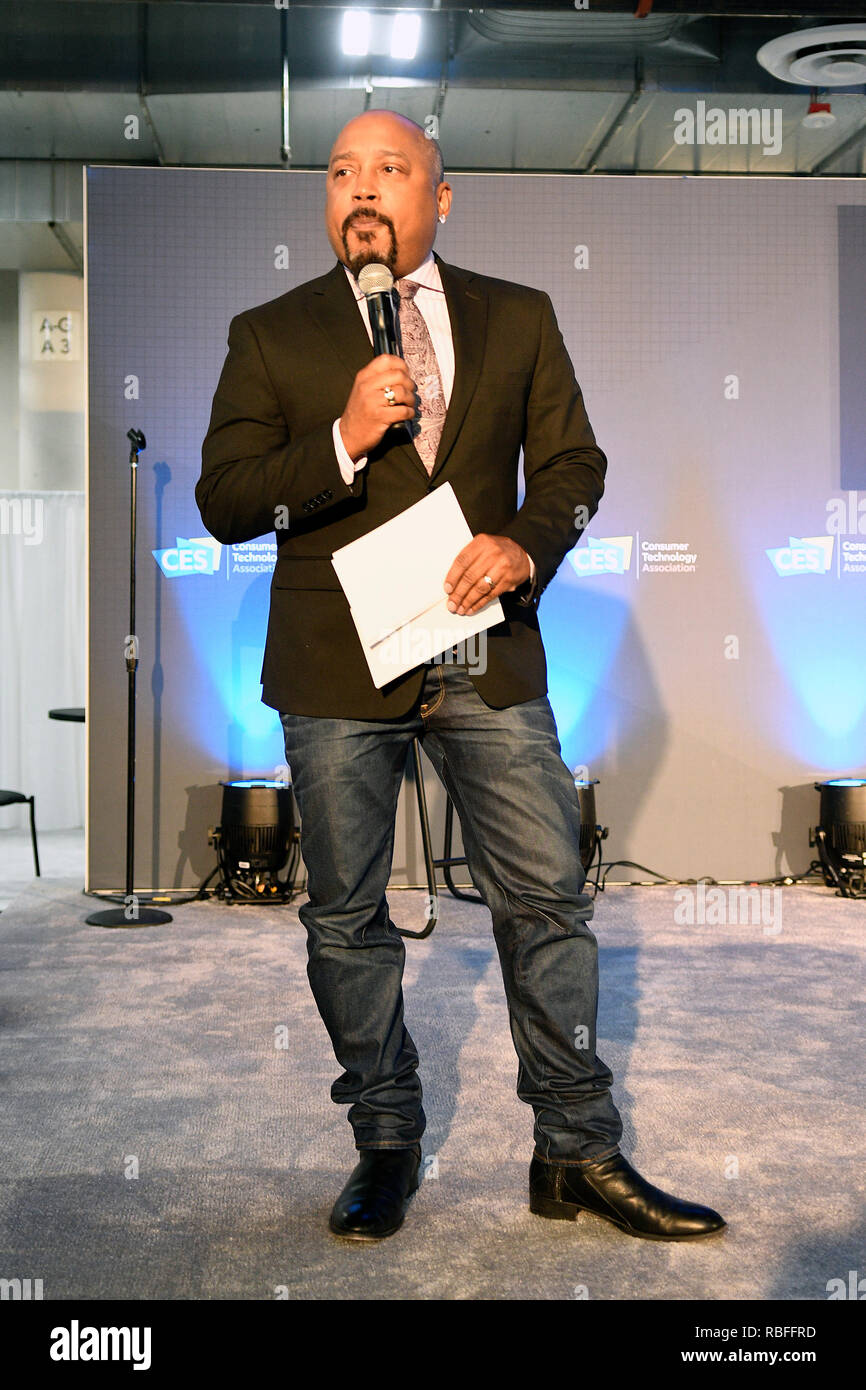 Las Vegas, NV, USA. 10th Jan, 2019. Daymond John speaks during the CES ...