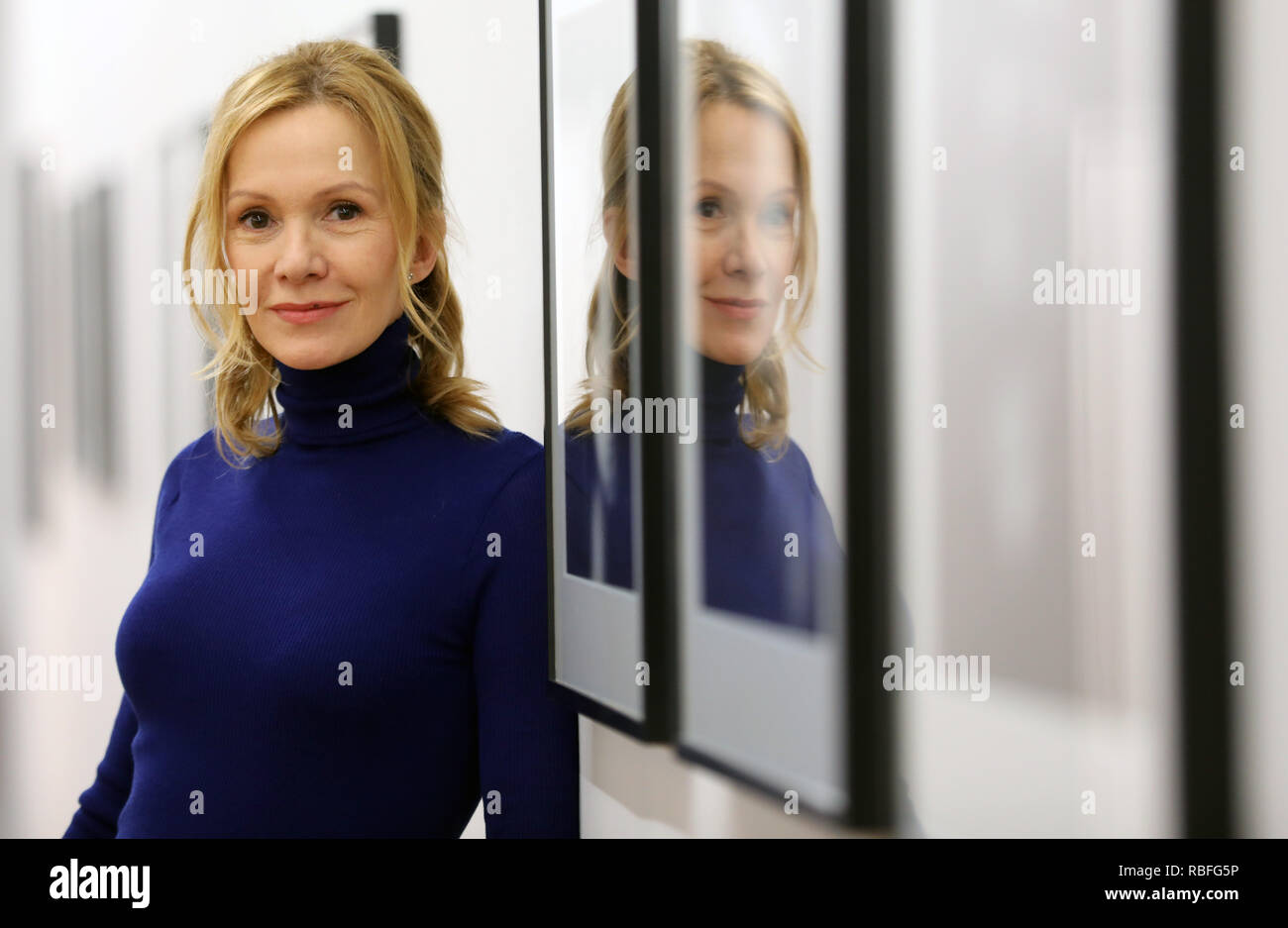 Rostock, Germany. 10th Jan, 2019. Actress Katja Flint is at a press ...