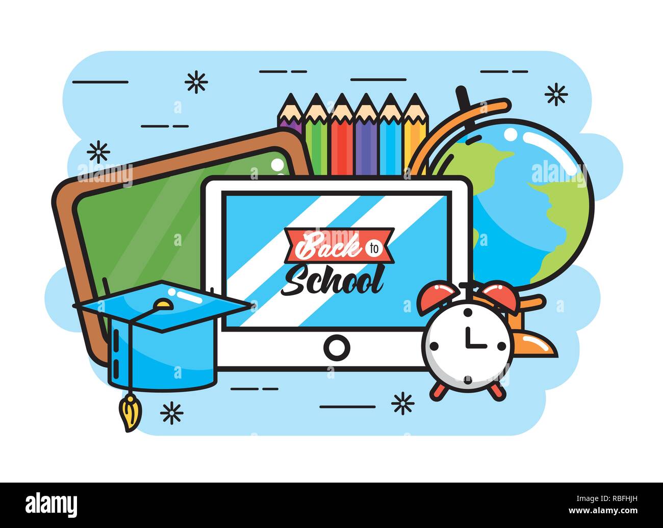 Primary school student study table Cut Out Stock Images & Pictures - Alamy