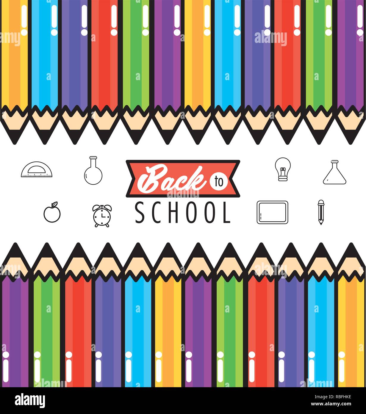 pencils colors utensils to back school background Stock Vector Image ...