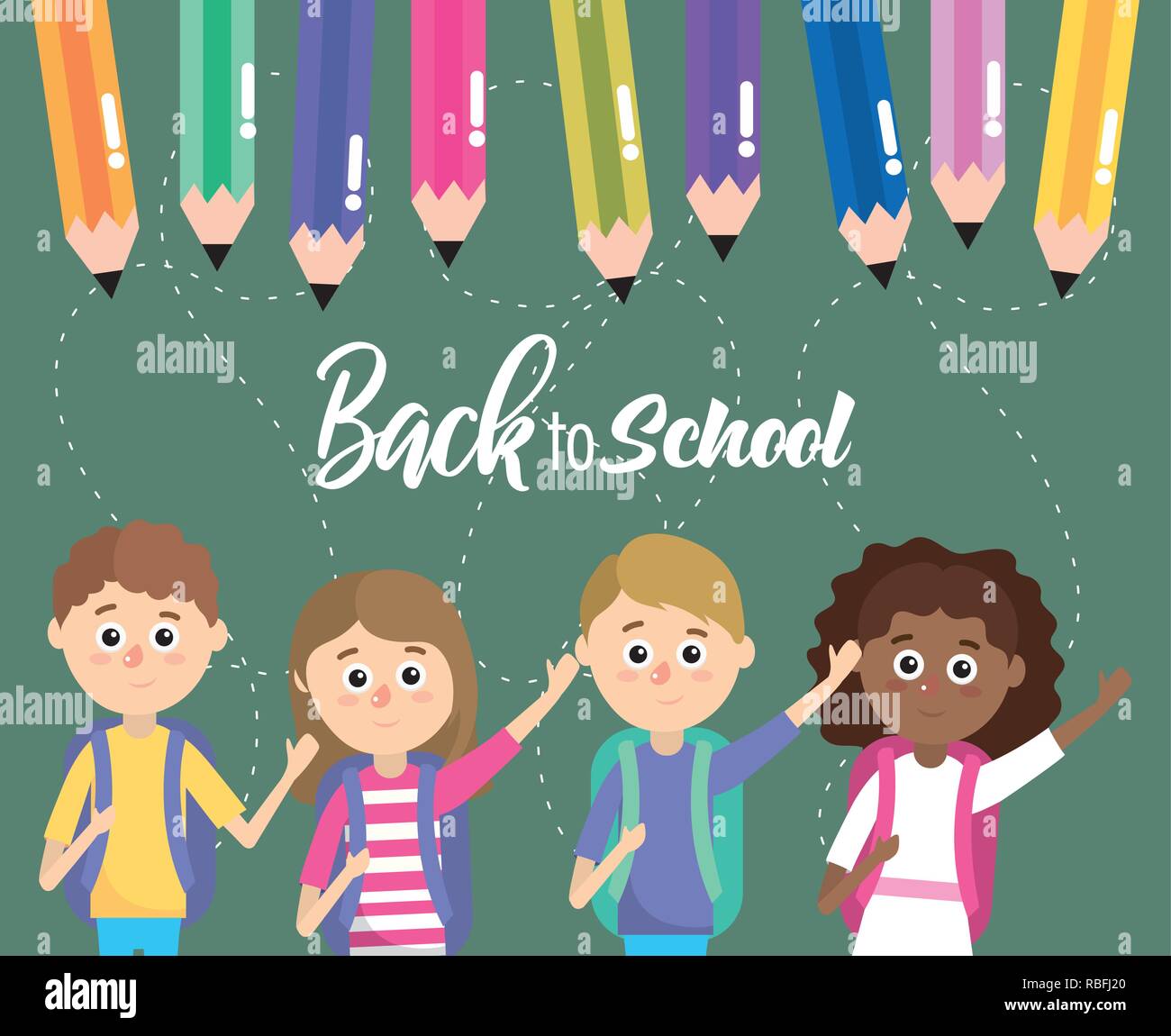 boys and girls students with pencils colors Stock Vector Image & Art ...