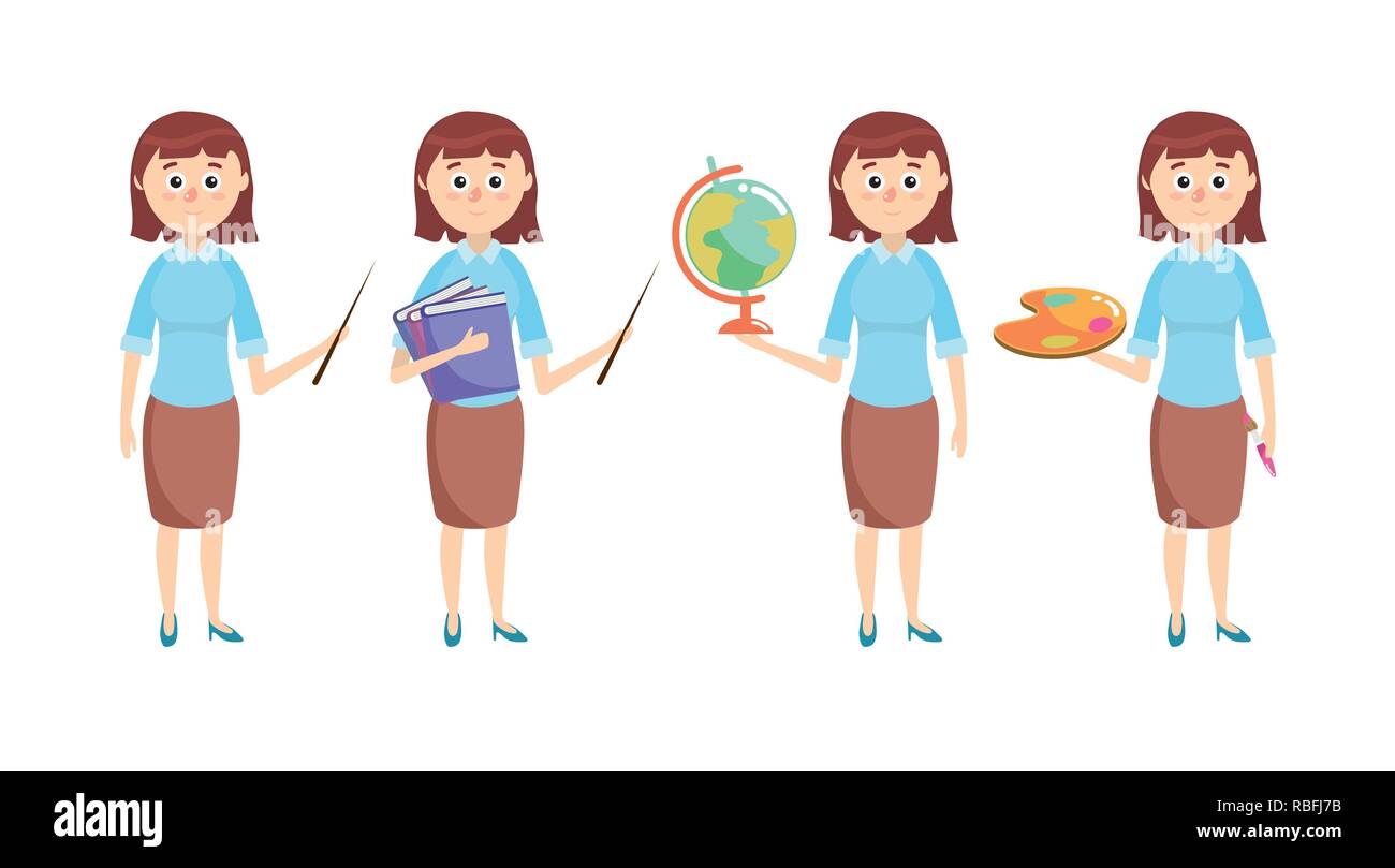 set teacher with education school supplies Stock Vector Image & Art - Alamy