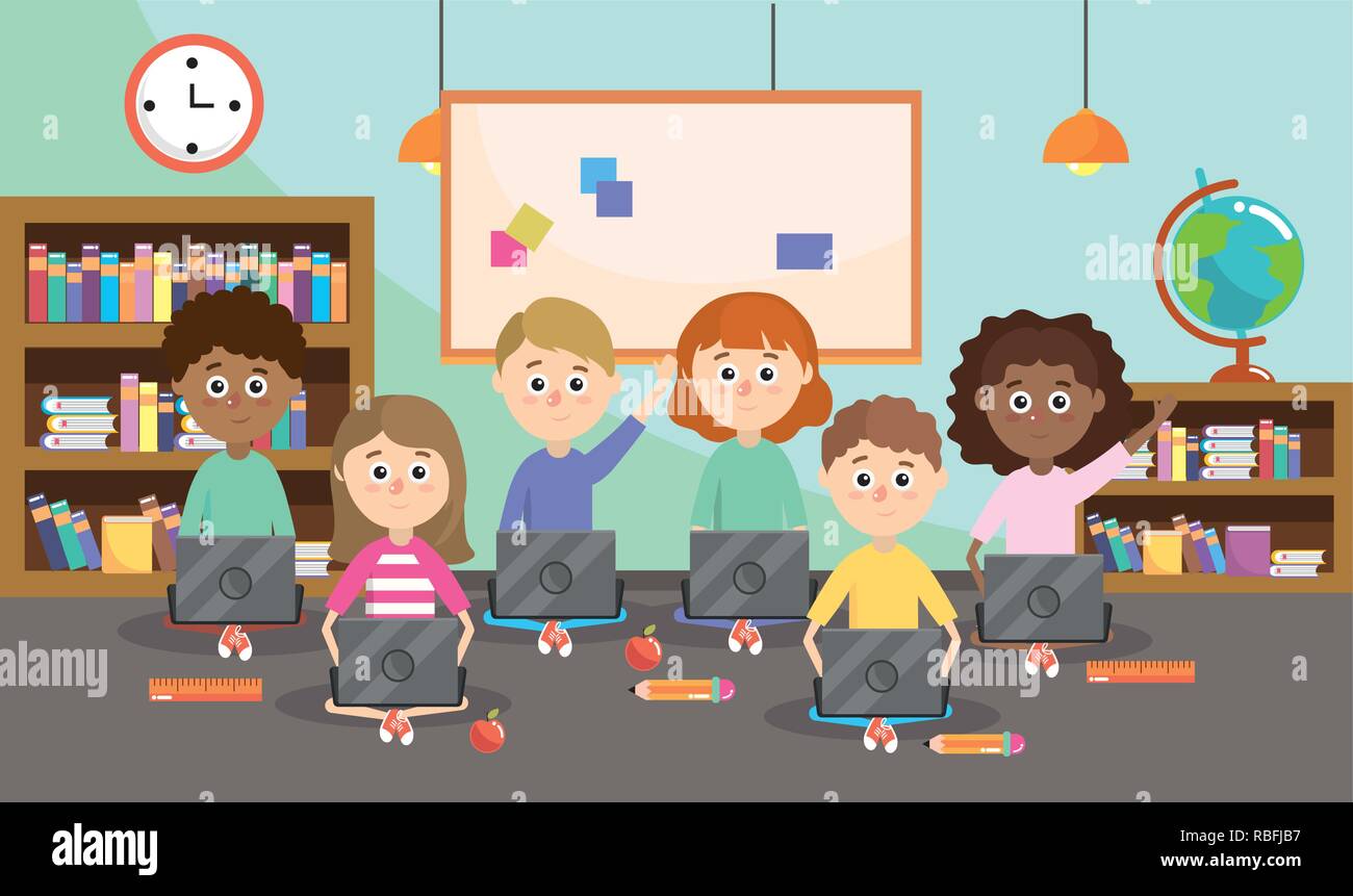 Students laptops Stock Vector Images - Alamy