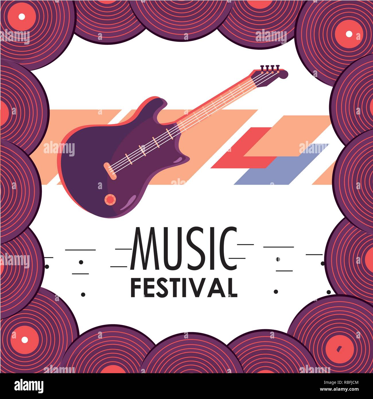 electric guitar instrument to music festival celebration Stock Vector ...
