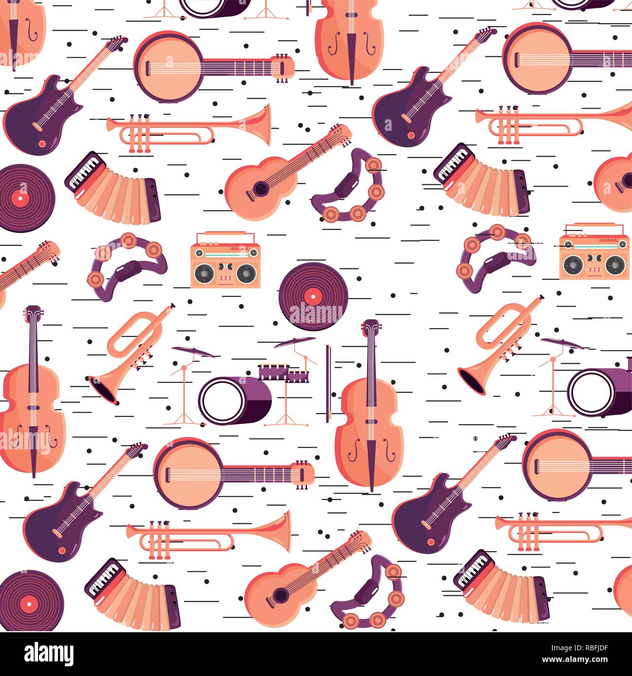 professional instruments to music festival background Stock Vector ...
