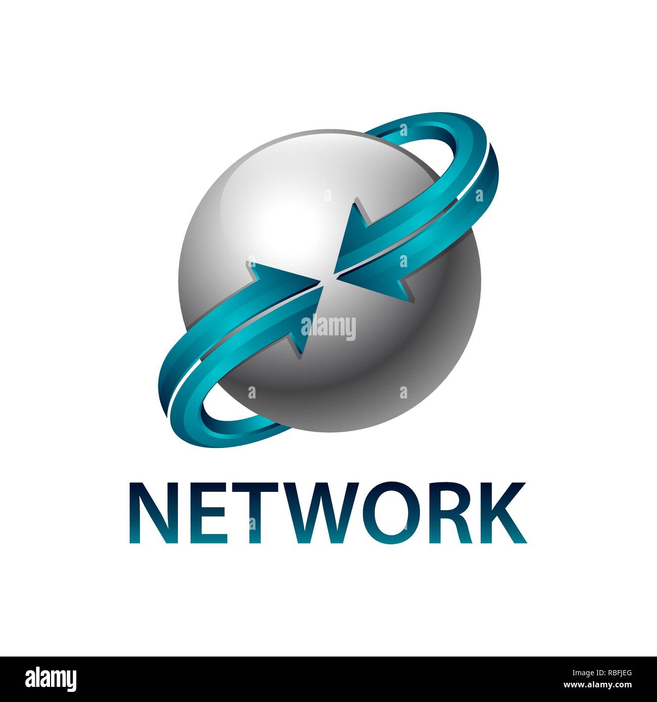 Network sphere rotate blue arrow logo concept design template idea ...
