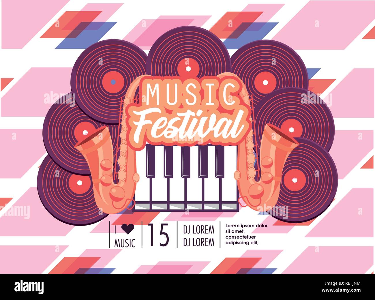 discos with piano keyboard to music festival celebration Stock Vector ...