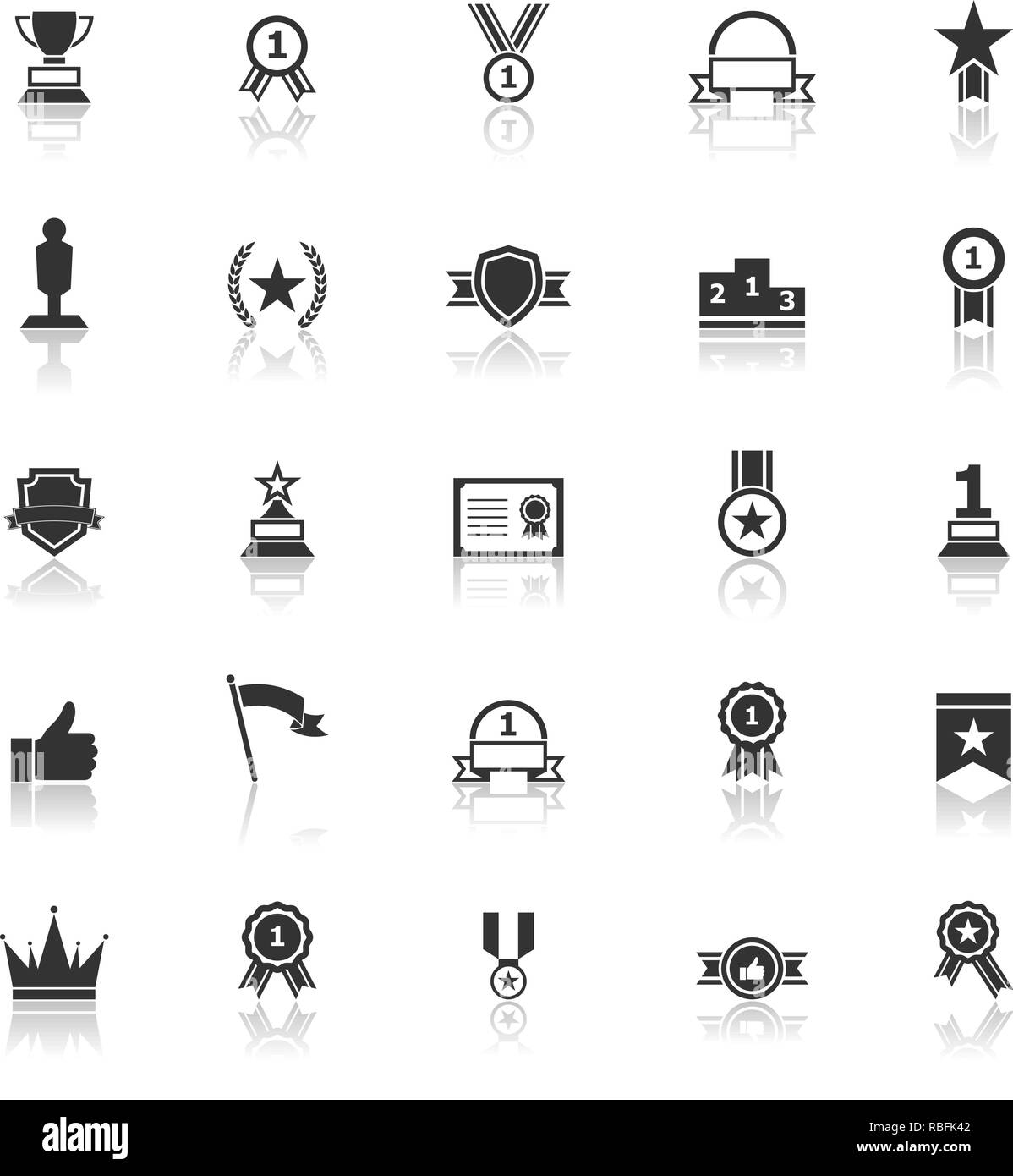 Winner icons with reflect on white background, stock vector Stock ...
