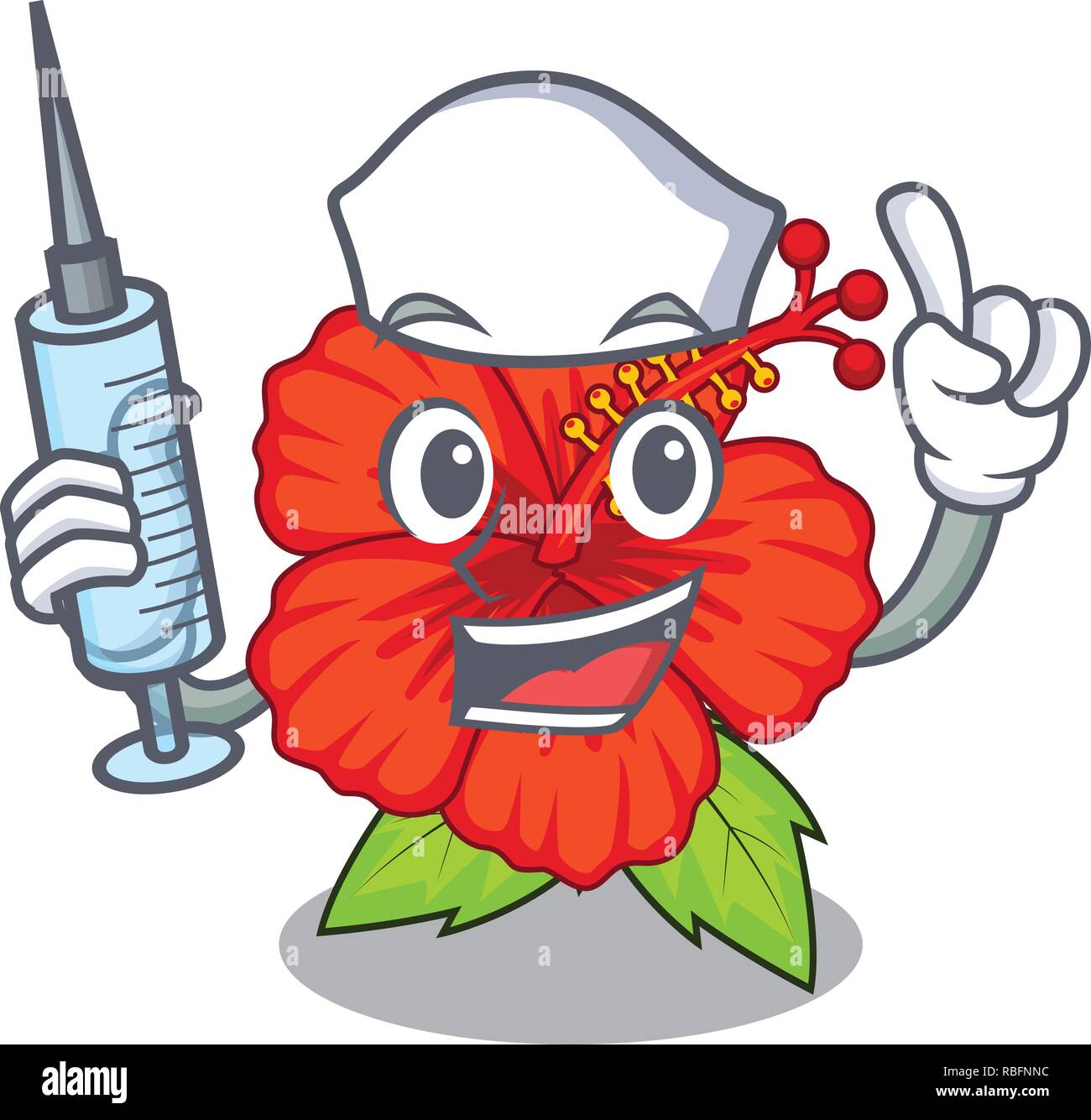 Nurse flower hambiscus in a cartoon pot Stock Vector Image & Art - Alamy