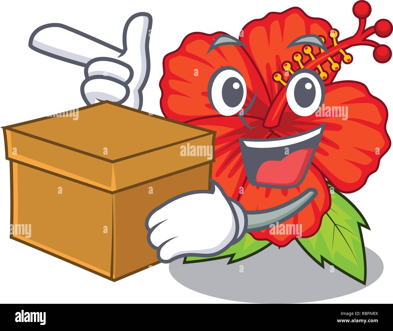 With box flower hambiscus in a cartoon pot Stock Vector Image & Art - Alamy