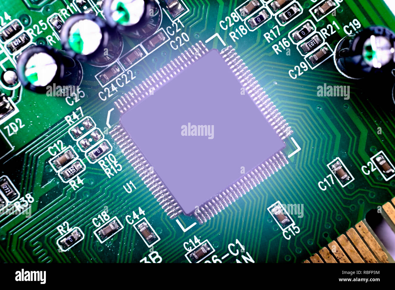 Macro photography electronics motherboard detail hi-res stock ...